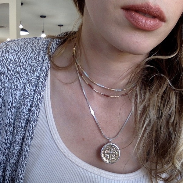 14K Gold-filled Beaded Gemstone Choker (the Beaded Choker) Gold-filled ...