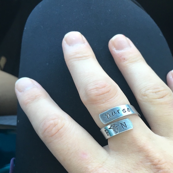 Nurse Ring RN Ring RN / Nurses / Nursing Student / Nurse Gift - Hand ...