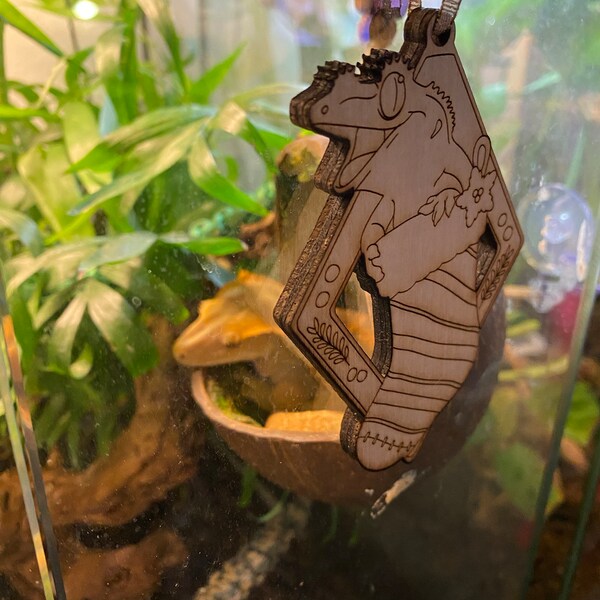 Wood Blank Reptile Christmas Ornaments, Adorable Ball Python, Bearded ...