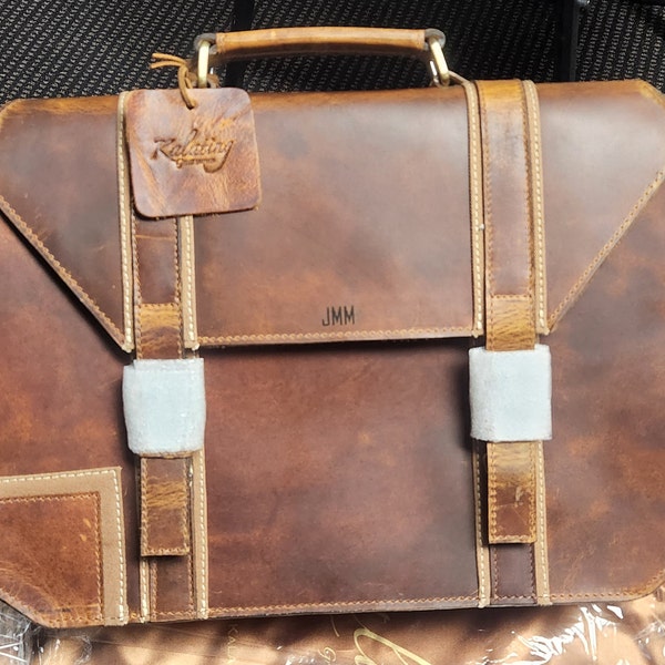 Personalised Handmade Real Leather Mens Briefcase Laptop Business ...