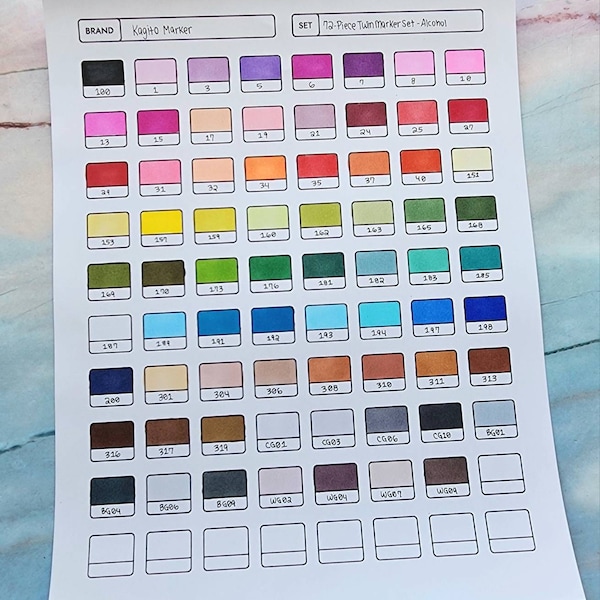 Color Swatch Chart Blank Color Chart Printable Color Swatch Template ...