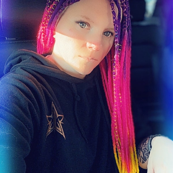 Flourescent Wool Dreads "neon Queen" Ombre Neon Festival Hair Extension ...