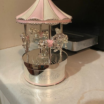 Personalised Silver Musical Carousel Music Box Musical - Etsy
