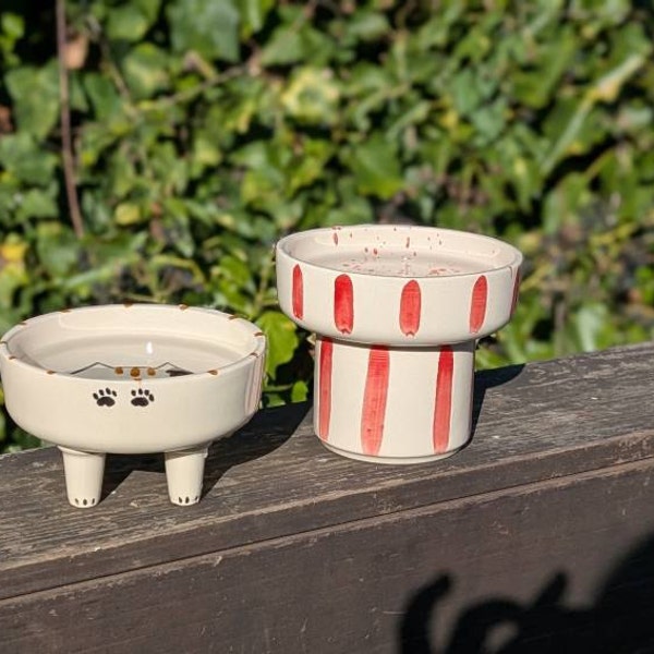 Handmade Elevated Ceramic Pet Bowl, Custom Cat & Dog Dish, Personalized ...