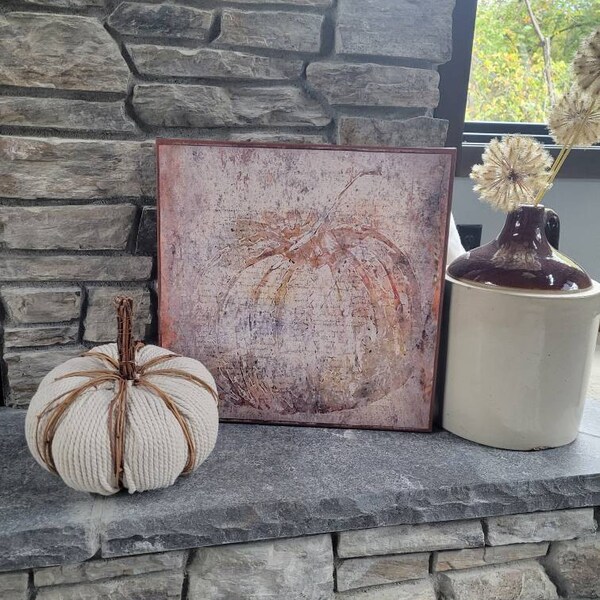 Vintage Pumpkin Sign, Vintage Fall Decor, Pumpkin Wall Art, Vintage ...