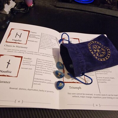 Rune Stones Gift Set Includes 21 Page Guide Book and Free Satin Lined ...
