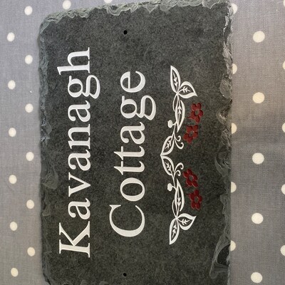 Engraved Pink Ceramic Wall Tile Address Sign Irish Handmade Door Number ...