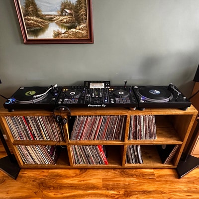 Medium Record Player Table on Castors Vinyl Record Storage - Etsy Canada