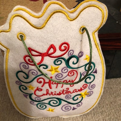Christmas Card Handmade Machine Embroidered Extra Large Card - Etsy