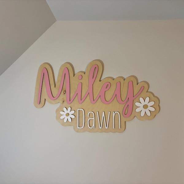 Personalized Daisy Name Sign, Floral Nursery Decor, Name Sign for Girls ...