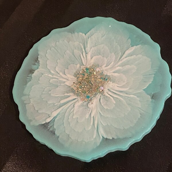 Purple 3D Flower Resin Coasters With Glitters - Housewarming - Home ...