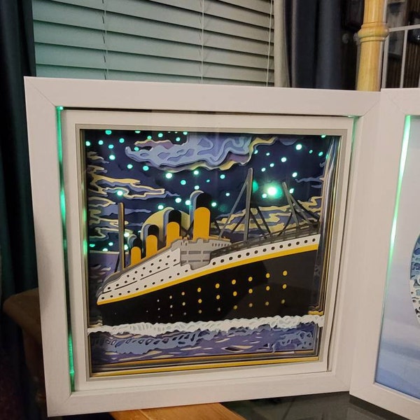 3D SVG Night Ocean Liner Shadow Box, Ship 3D Svg, Night Sky 3d Svg, Sea ...
