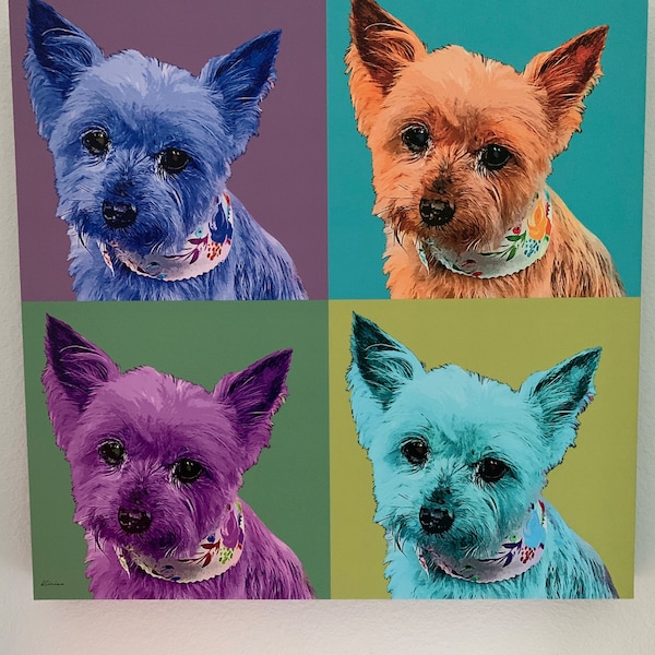 Andy Warhol Custom POP ART Pet Dog Cat Portrait From Photo on Large ...