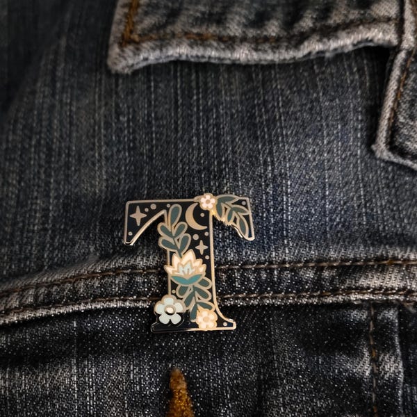 Botanical Letter Enamel Pin - Personalize With Your Initial or Monogram ...