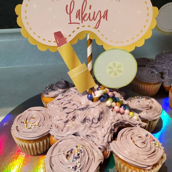 Spa Cake Topper - Printable Personalized Spa & Makeup Cake Decoration ...