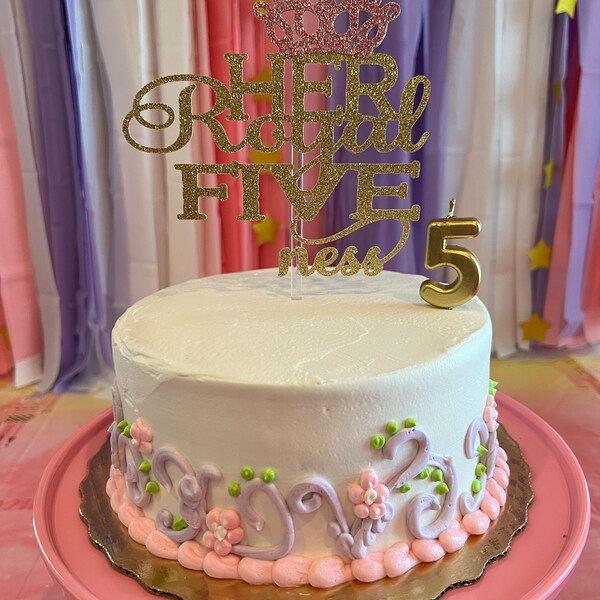 Princess Cake Topper, ANY COLORS, 5th Birthday, Fifth Birthday, Girls ...