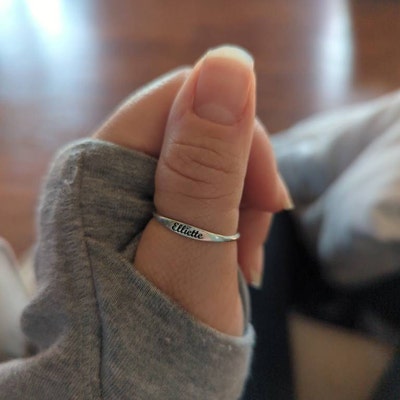 Custom Name Ring Personalized Stacking Ring Skinny Stackable Names Ring ...