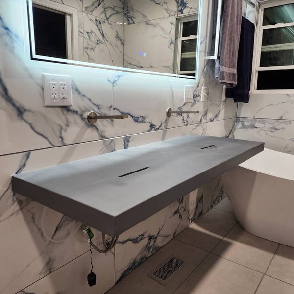 Double Basin Ramp Sink for a Modern Bathroom Vanity - Etsy