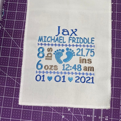 Baby Birth Announcement Embroidery Design Customised Birth - Etsy