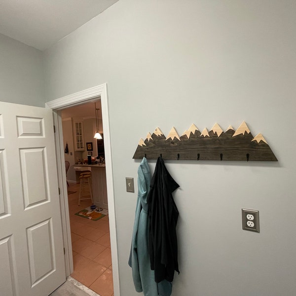 3ft Ebony Mountain Range Coat Rack With Metal Hooks and Brackets ...