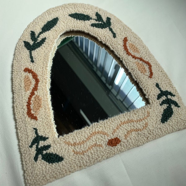 Handmade Punch Needle Mirror: Tufted Minimalist Wall Decor - Etsy