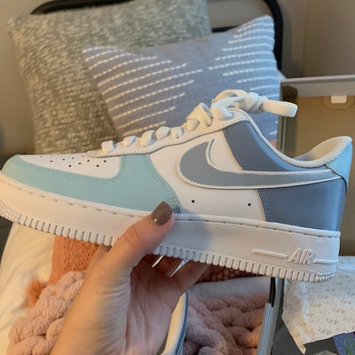 Blue Gray Air Force 1 Custom Nike Air Force 1 Blue Gray Tones Custom ...