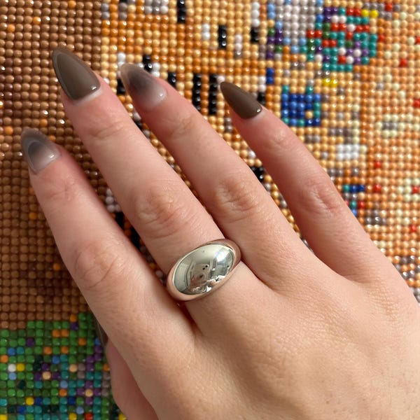 Classy Dome Ring, Sterling Silver Dome Ring, Art Deco Ring, Statement ...