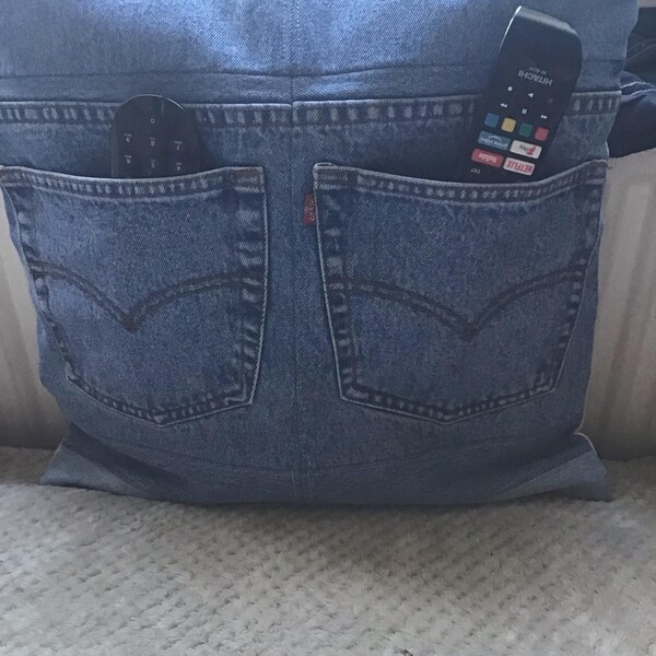 Recycled Jeans Pouch, Denim Box Pouch, Toiletry Bag, Craft Bag, Zipper ...