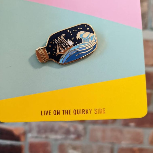Enamel Pins - Ship in a Bottle Artistic Designer Enamel Pin - Etsy