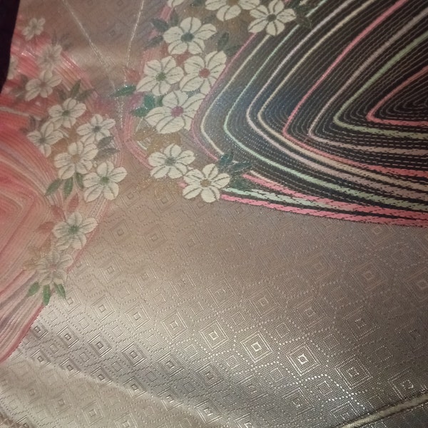 Shiny Obi Sash - Rare Colors - Taico Drum Motif - Fukuro Obi - Kimono ...