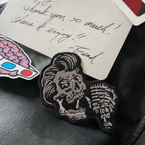 Rockabilly Greaser Skull Patch Metallic Embroidered Iron-on FREE ...