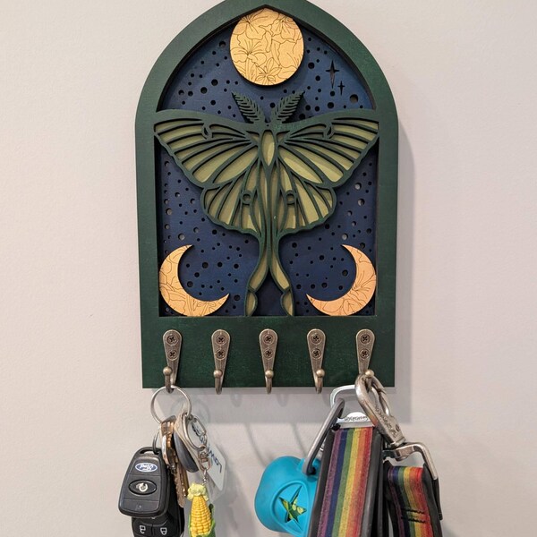 Luna Moth Keyholder, Keychain Holder for Wall, Enchanting Decor, Boho ...
