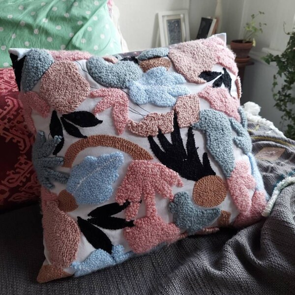 Set of Two | Mug Rugs | Punch Needle Coasters | Checkered | Floral ...