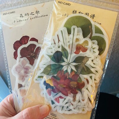 Pressed Flower Washi Stickers 60 Pcs, Dried Floral Botanical Stickers ...