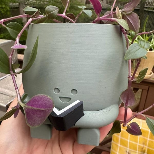 Reading Plant Pot Reading Book Lover Gift for Her Cozy Plant Pot Happy ...
