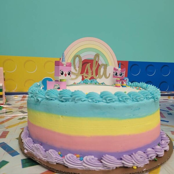 Rainbow Cake Topper in Pastel Colors - Personalized - Birthday Cake ...
