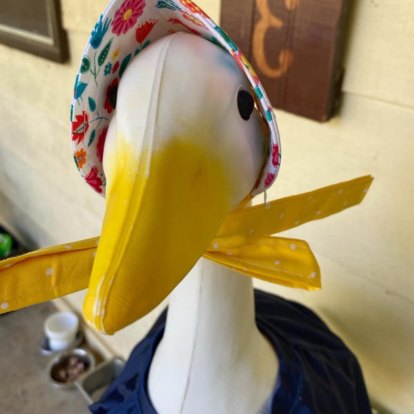 Two-sided BONNET for Porch Goose, Summer Floral Brimmed Bonnet ...