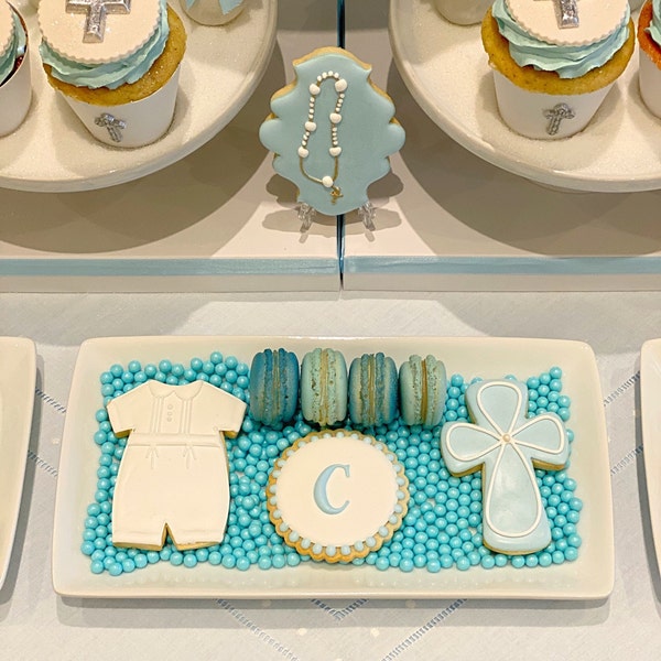 Boy Baptism Cookies/christening Decorated Cookies/ Baptism Cookies for ...