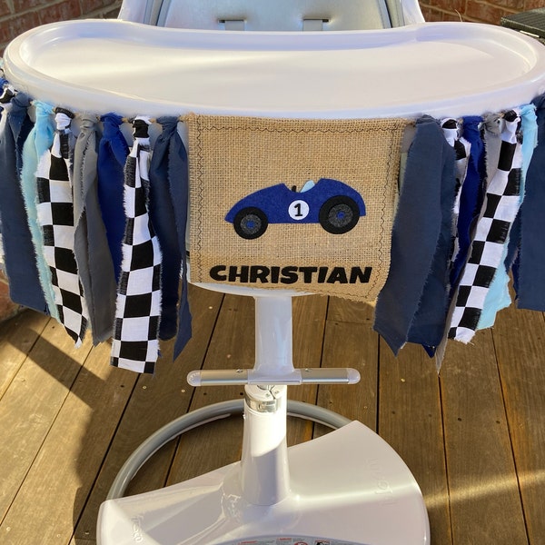 Racing Girl Birthday Banner, Race Car, High Chair Garland, Checkered ...