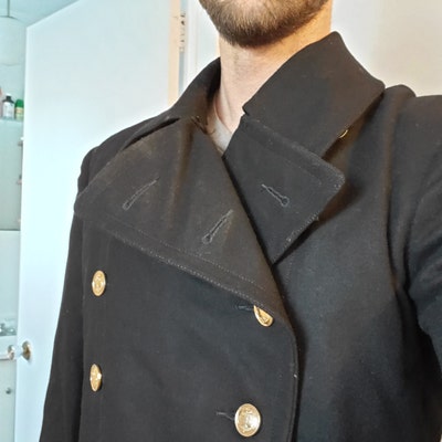 Original Soviet Russian Army Wool Coat Black Short Officer Navy Marines ...