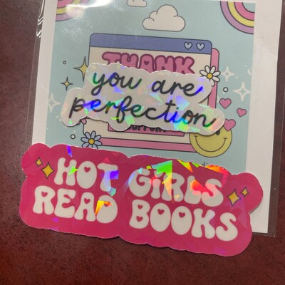 Hot Girls Read Books Sticker Holographic Waterproof Kindle Laptop Funny ...