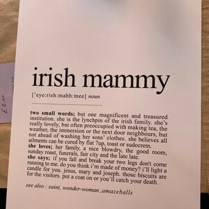 Irish Mammy Definition Print Funny Irish Print Mother's - Etsy UK