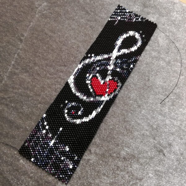 Treble Clef, Love, With Heart, Bead Peyote Pattern, Beading Pattern ...