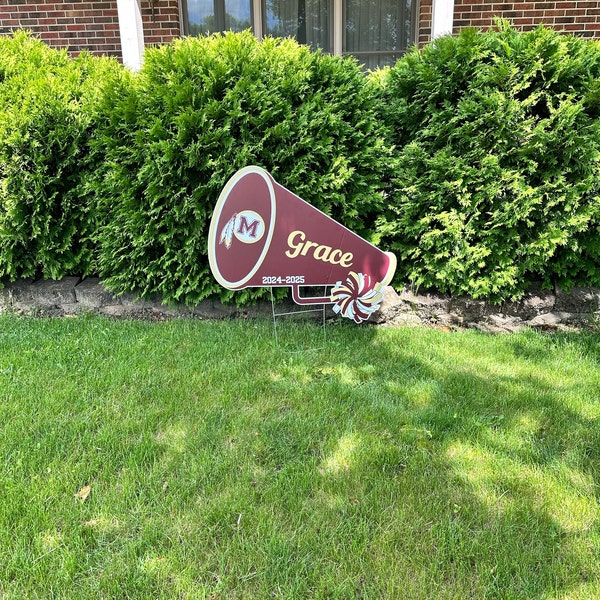 Cheerleading Megaphone Cut-out Yard Sign 29x18 With H-stake - Coroplast ...