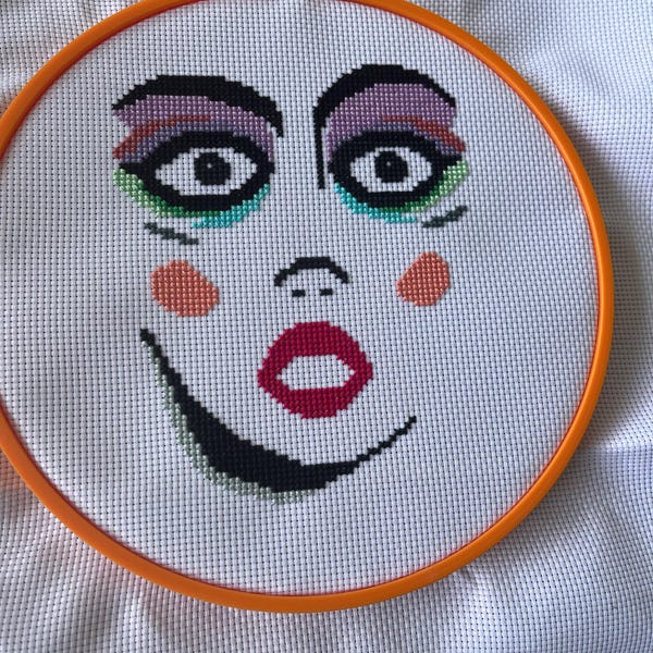 Abstract Face Cross Stitch Pattern, Modern Abstract Cross Stitch ...