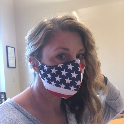 Patriotic American Flag Face Mask With Nose Wire and Filter Pocket - Etsy