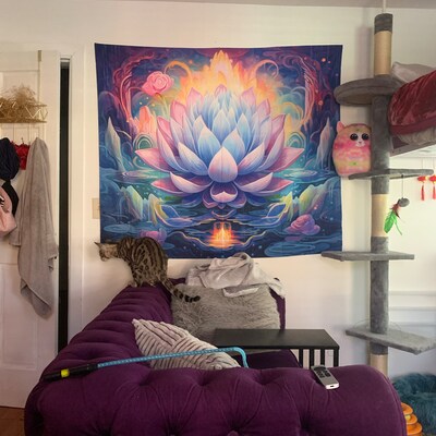 Wildflower and Crescent Moon Area Rug 100% Polyester Chenille Witchy ...