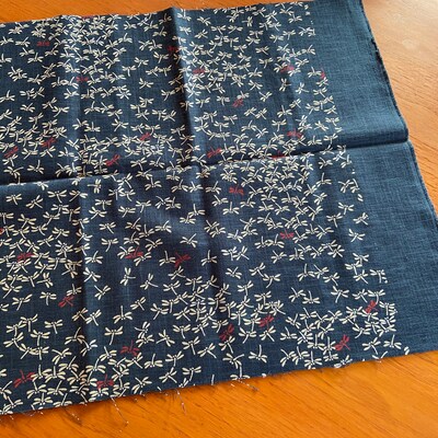 Japanese Fabric, Traditional DRAGON and Cherry Tree Pattern, Black ...