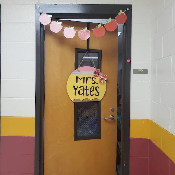 Personalized Back to School Classroom Door Wood Sign/ Customized Pencil ...
