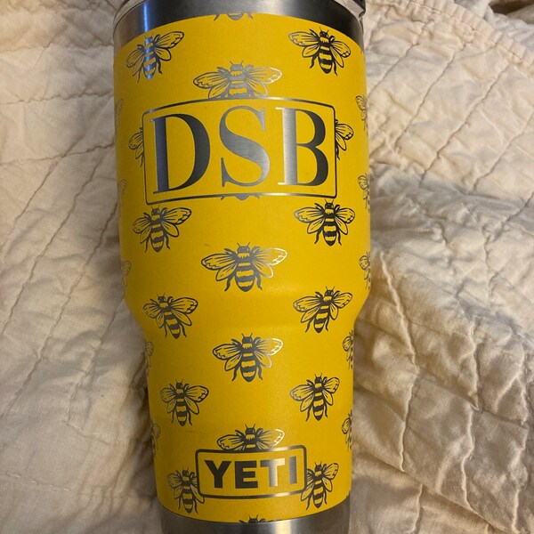 30oz - 360 Bee Design Laser Engraved on a Yeti Tumbler With Magslide ...